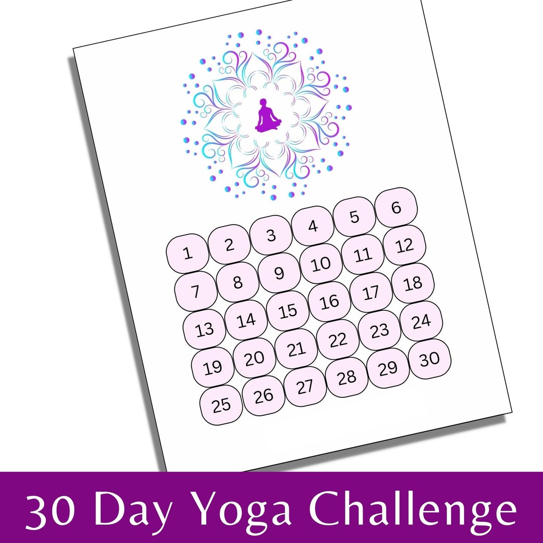 30 Day Yoga Challenge Printable Tracker Chart, STAY MOTIVATED With This ...