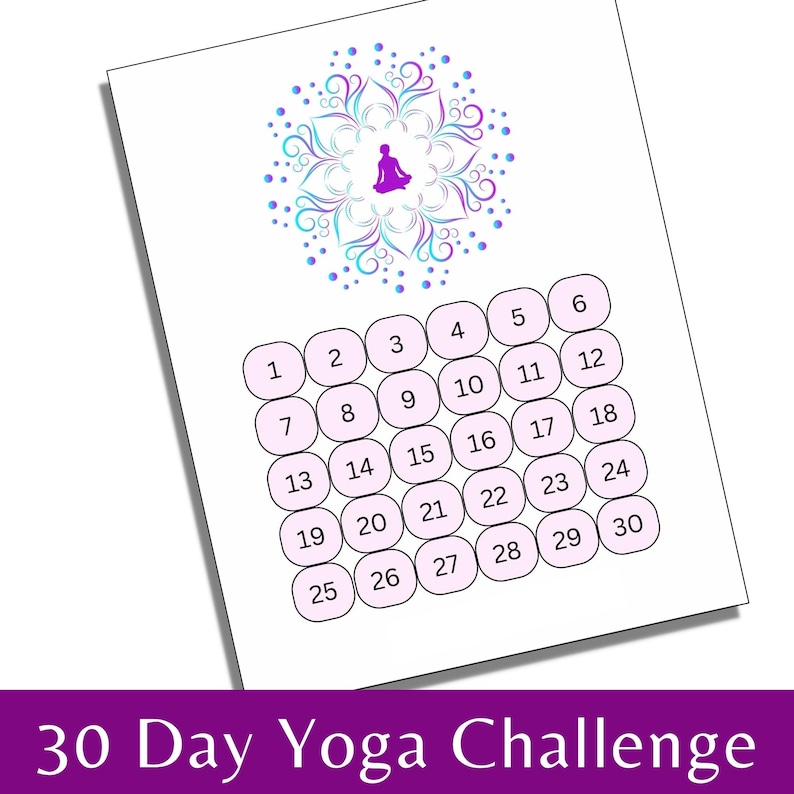 30 Day Yoga Challenge Printable Tracker Chart, STAY MOTIVATED With This ...