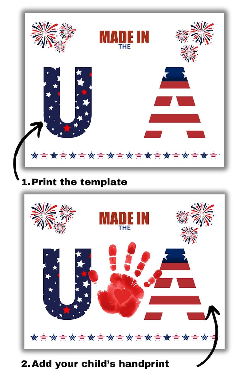 4th of July Handprint Craft for Kids, Made in the USA Art Activity ...