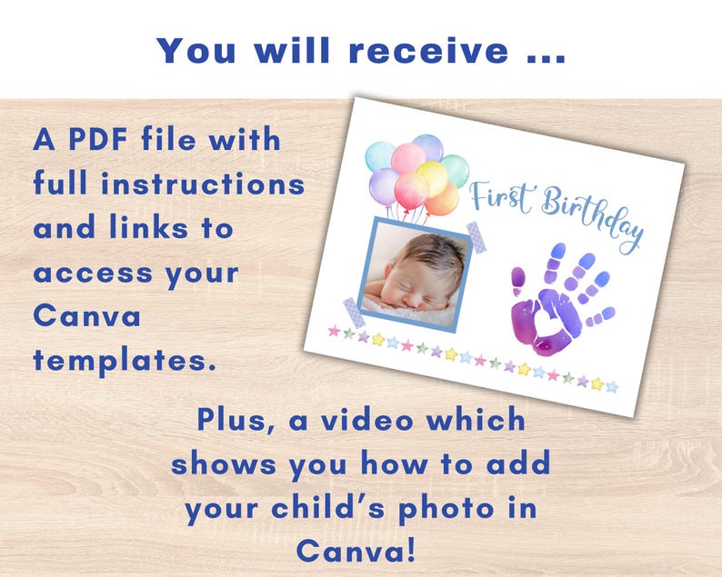 First Birthday Handprint Craft Photo Frame, Editable Keepsake, Hand ...