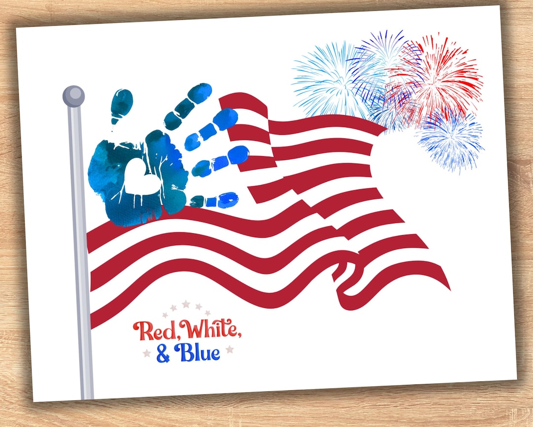 4th of July Handprint Craft Patriotic Keepsake, USA American Flag ...