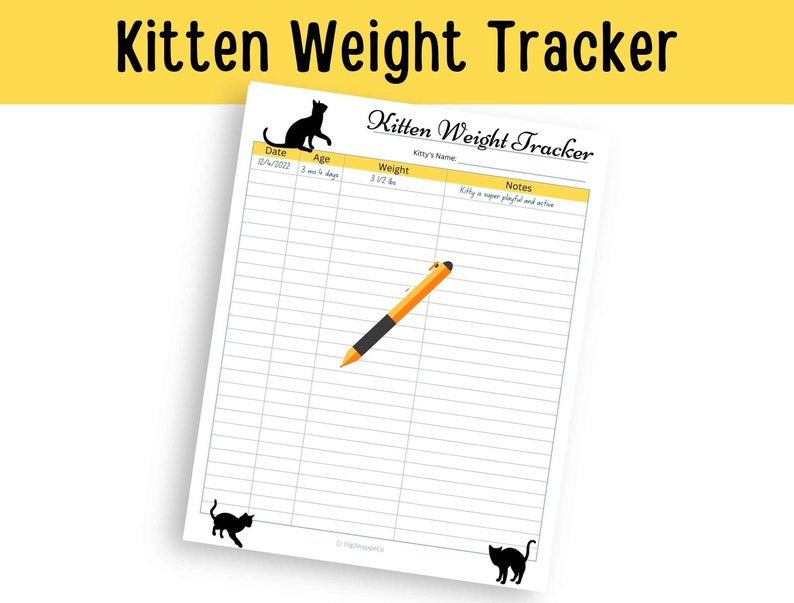 Kitten Weight Tracker in Easy to Use Printable Tracker Chart. Quickly ...