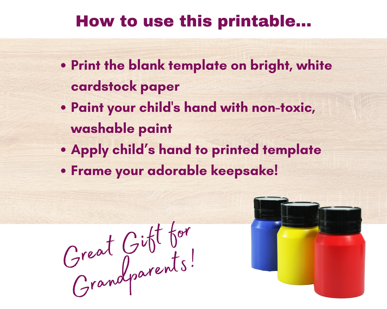 Handprint Craft Keepsake for Parents Grandparents Gift Idea, Hand Print ...