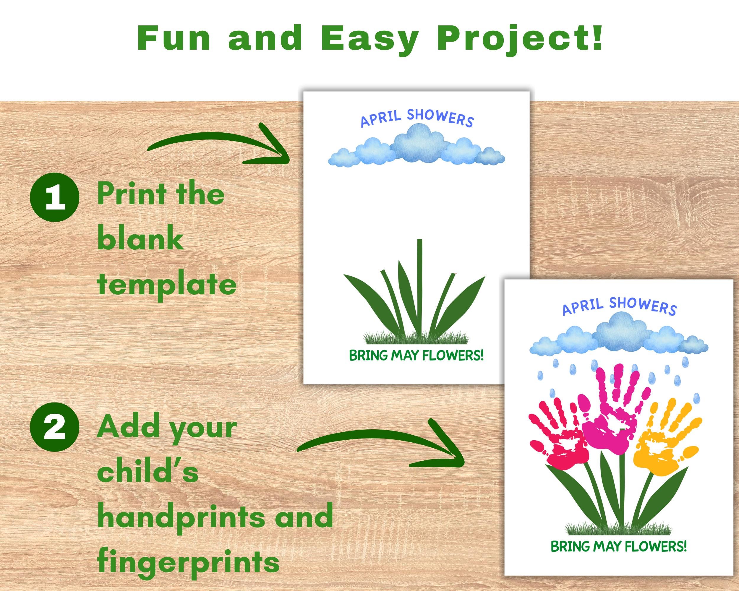 Spring Handprint Fingerprint Craft for Kids, Flowers Hand Print Art ...
