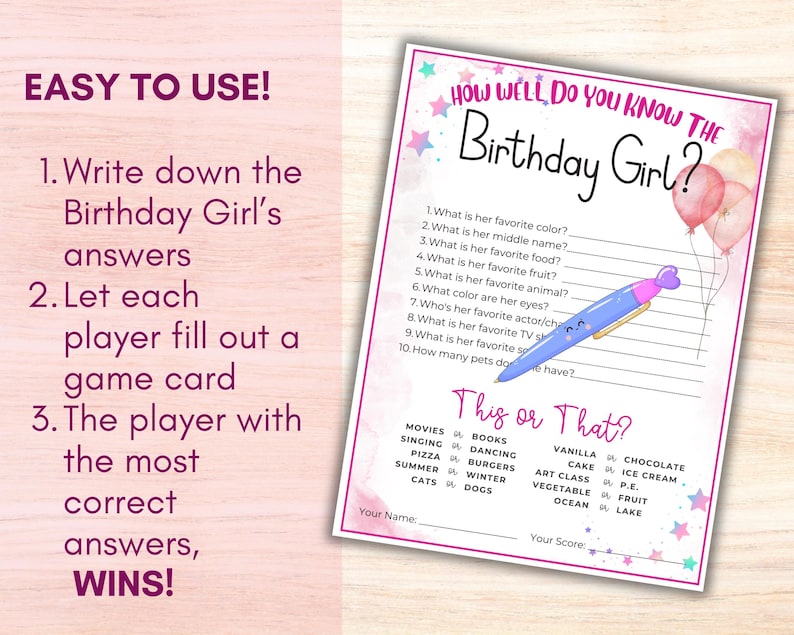 How Well Do You Know the Birthday Girl Party Game, Who Knows the ...