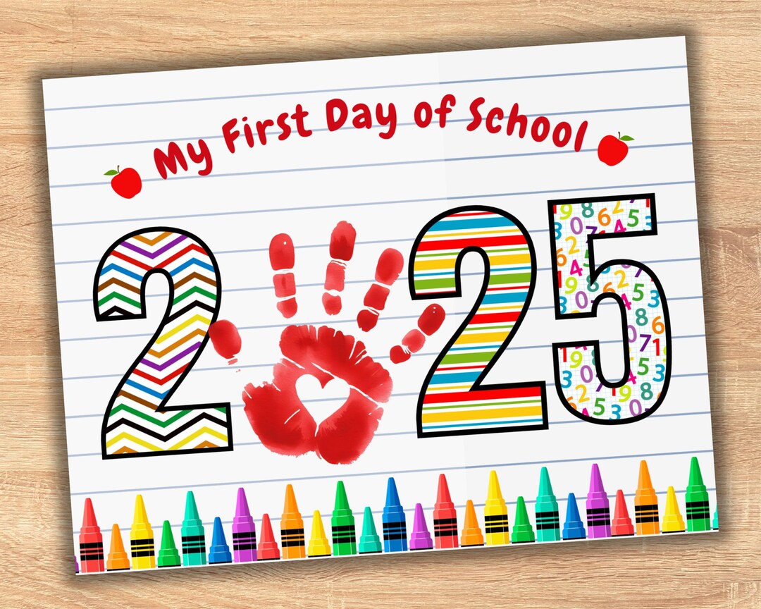 First Day of School Handprint Craft 2025, Beginning of Kindergarten ...
