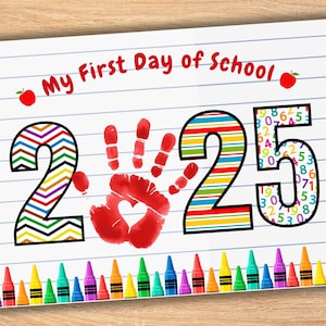 First Day of School Handprint Craft 2025, Beginning of Kindergarten ...