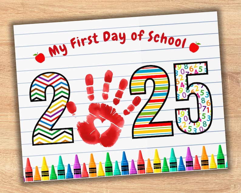 First Day of School Handprint Craft 2025, Beginning of Kindergarten ...