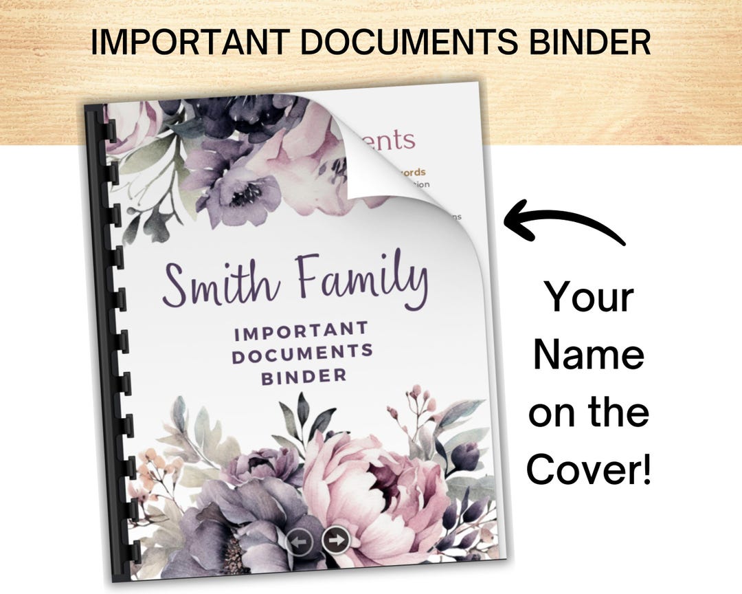 Emergency Binder Custom Cover, Important Documents Organizer Planner ...