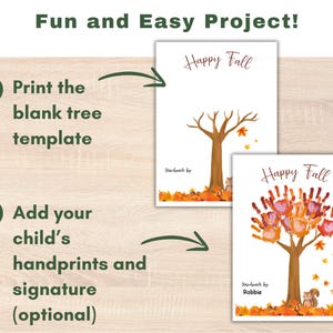 Fall Handprint Craft for Kids, Autumn Thanksgiving Tree Art Keepsake ...
