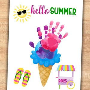 Summer Handprint Craft for Kids, Baby Toddler Hello Summer Tree Art ...