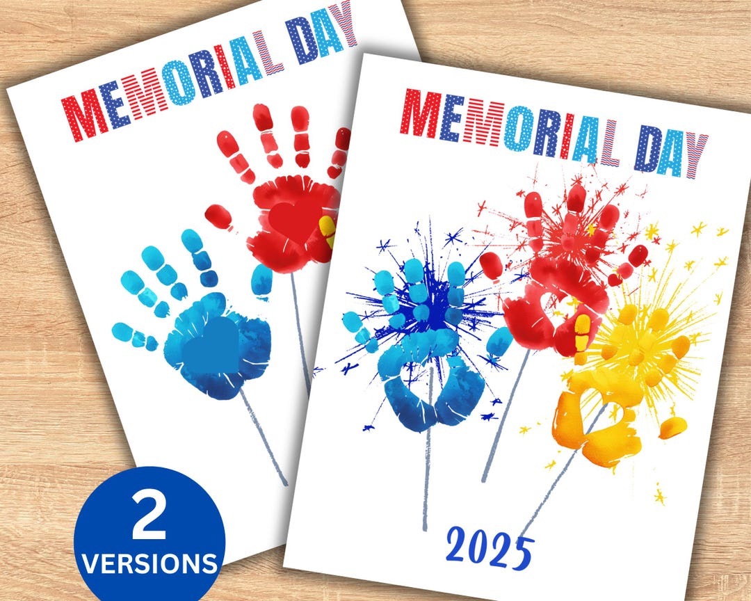 Memorial Day Craft Handprint Keepsake, Patriotic Handprint Art Activity ...