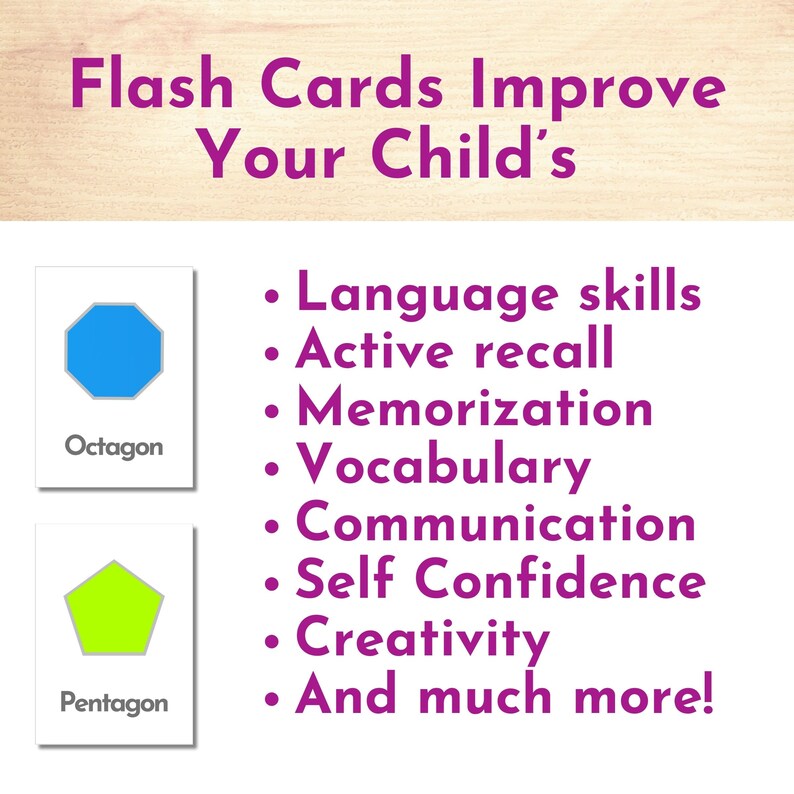 Shape Flashcards for Kids Homeschool Printable, Geometric Shapes Flash ...