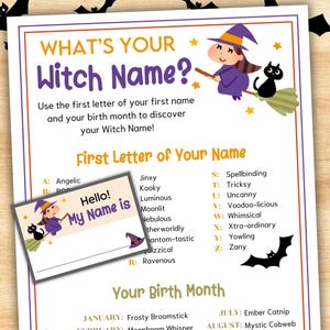 What's Your WITCH Name Game Printable, Halloween Family Activity for ...