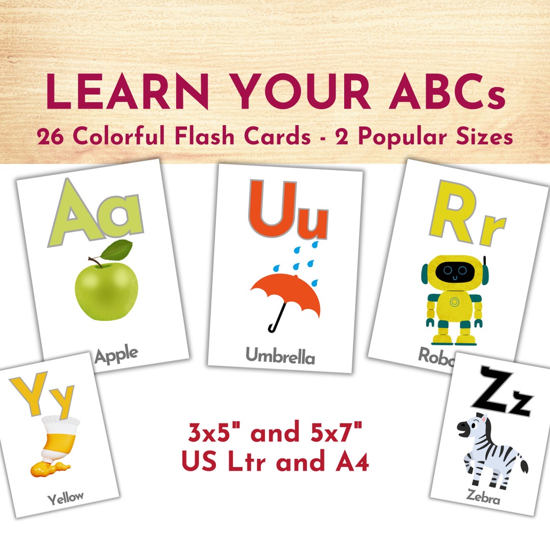 Alphabet Flash Cards Printable PDF for Preschool Kids Education ABC ...