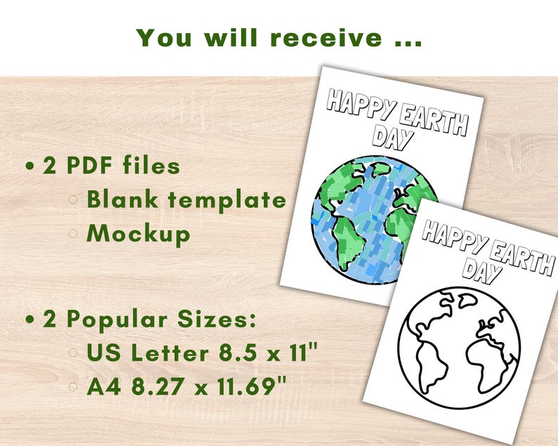 EARTH DAY Craft for Kids, Torn Paper Art Template, Easy Paper Crafts ...