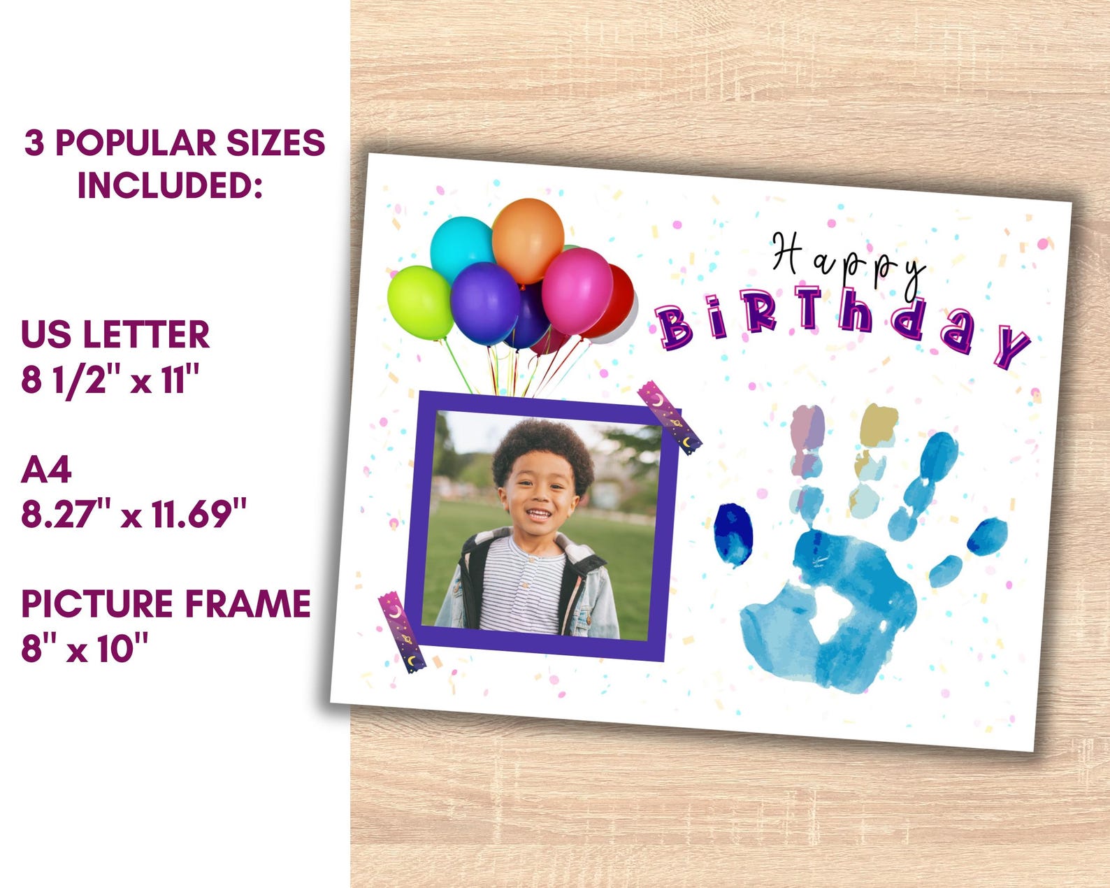 Happy Birthday Handprint Craft Keepsake Photo Memento, Hand Print Art ...