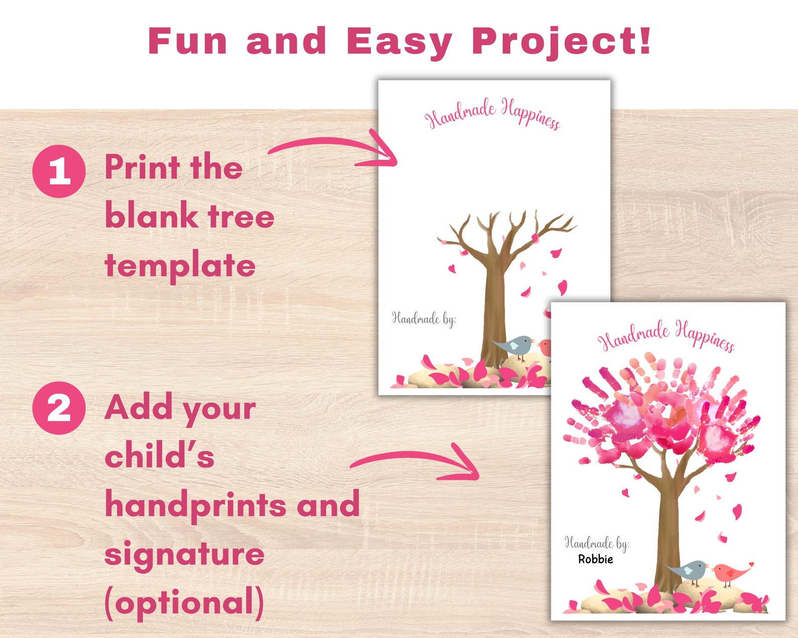 Valentine Handprint Craft for Kids, Pink Hearts Tree Art Love Keepsake ...