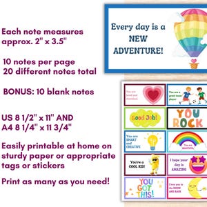 Lunchbox Notes for Kids, Positive Lunch Box Affirmations, Note Cards ...