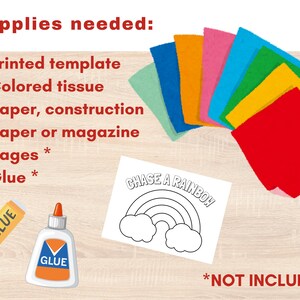 Rainbow Torn Paper Craft for Kids Template, Easy Paper Crafts Idea Tear ...