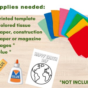 EARTH DAY Craft for Kids, Torn Paper Art Template, Easy Paper Crafts ...