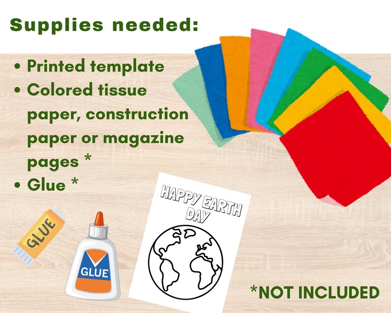 EARTH DAY Craft for Kids, Torn Paper Art Template, Easy Paper Crafts ...