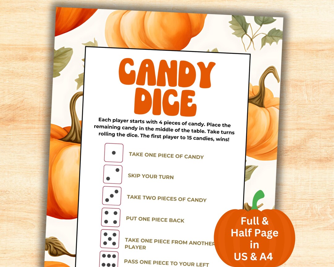 Thanksgiving Candy Dice Game Printable, Friendsgiving Fun Activity ...