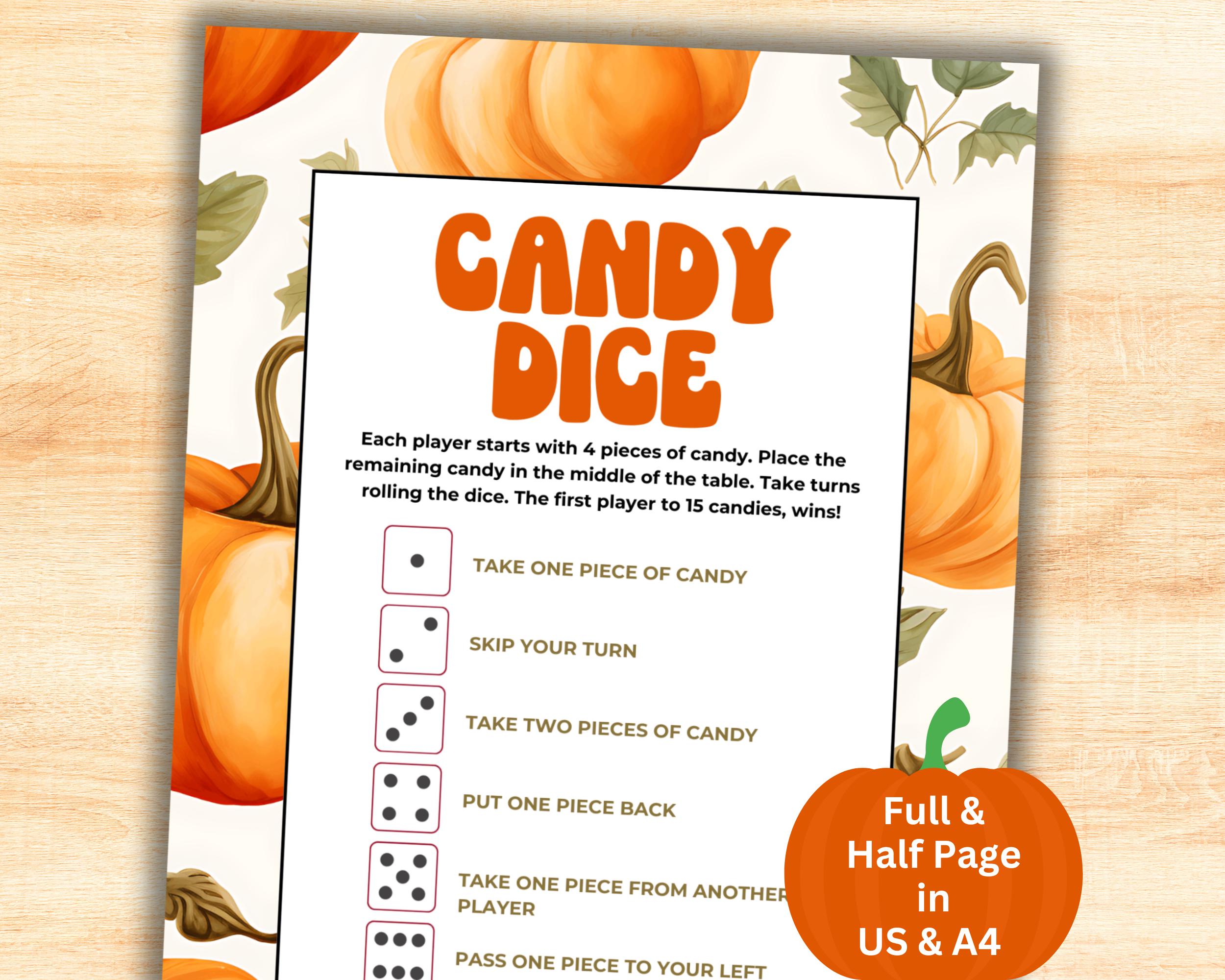 Thanksgiving Candy Dice Game Printable, Friendsgiving Fun Activity ...