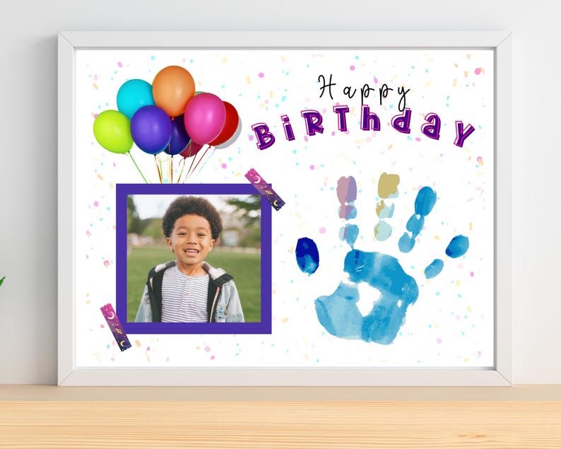 Happy Birthday Handprint Craft Keepsake Photo Memento, Hand Print Art ...