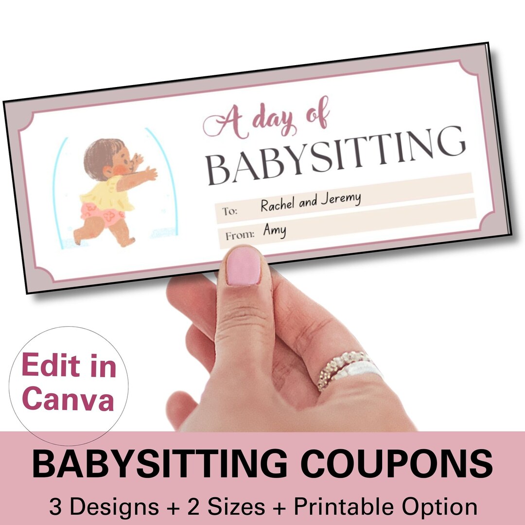 Babysitting Coupon for Parents Fun Printable Gift Idea, Editable ...
