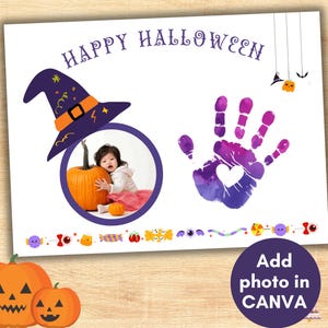 Happy Halloween Handprint Craft Photo Keepsake, Editable Kids Hand ...