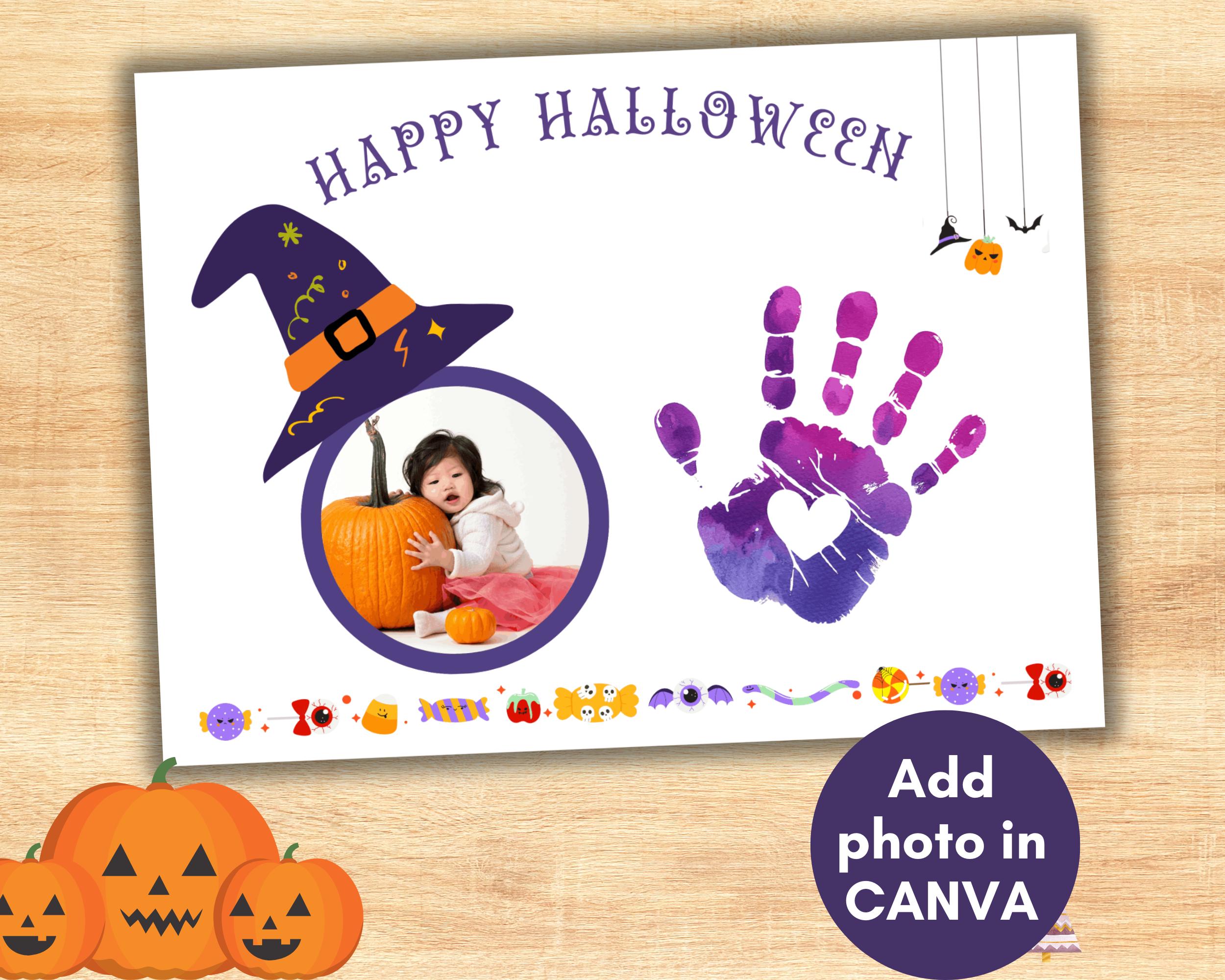 Happy Halloween Handprint Craft Photo Keepsake, Editable Kids Hand ...