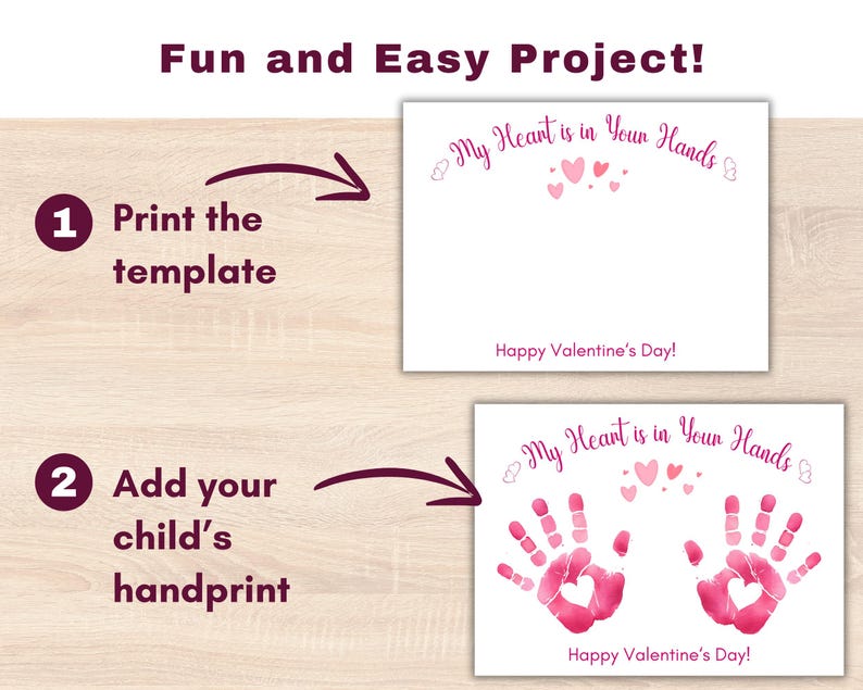 Valentine Handprint Craft for Kids Keepsake, Toddlers Hand Print Art ...