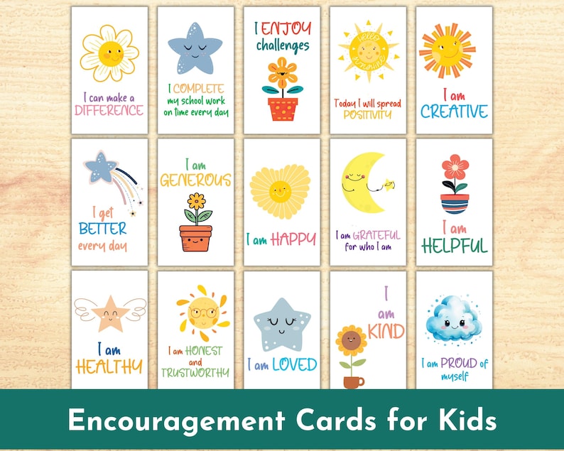 Affirmation Flash Cards for Kids, Positive Motivational Flashcards for ...