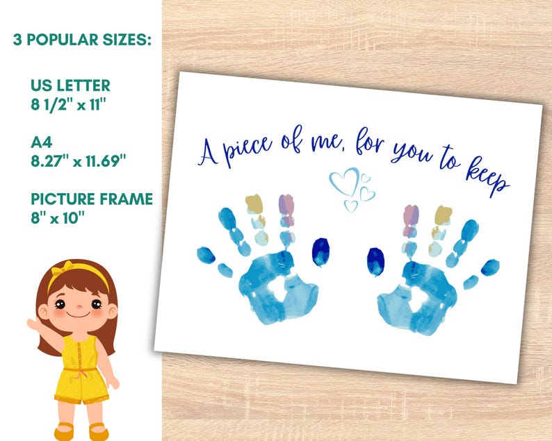 Handprint Art Gift Idea, Kids Hand Print Craft Keepsake, Gifts for Mom ...