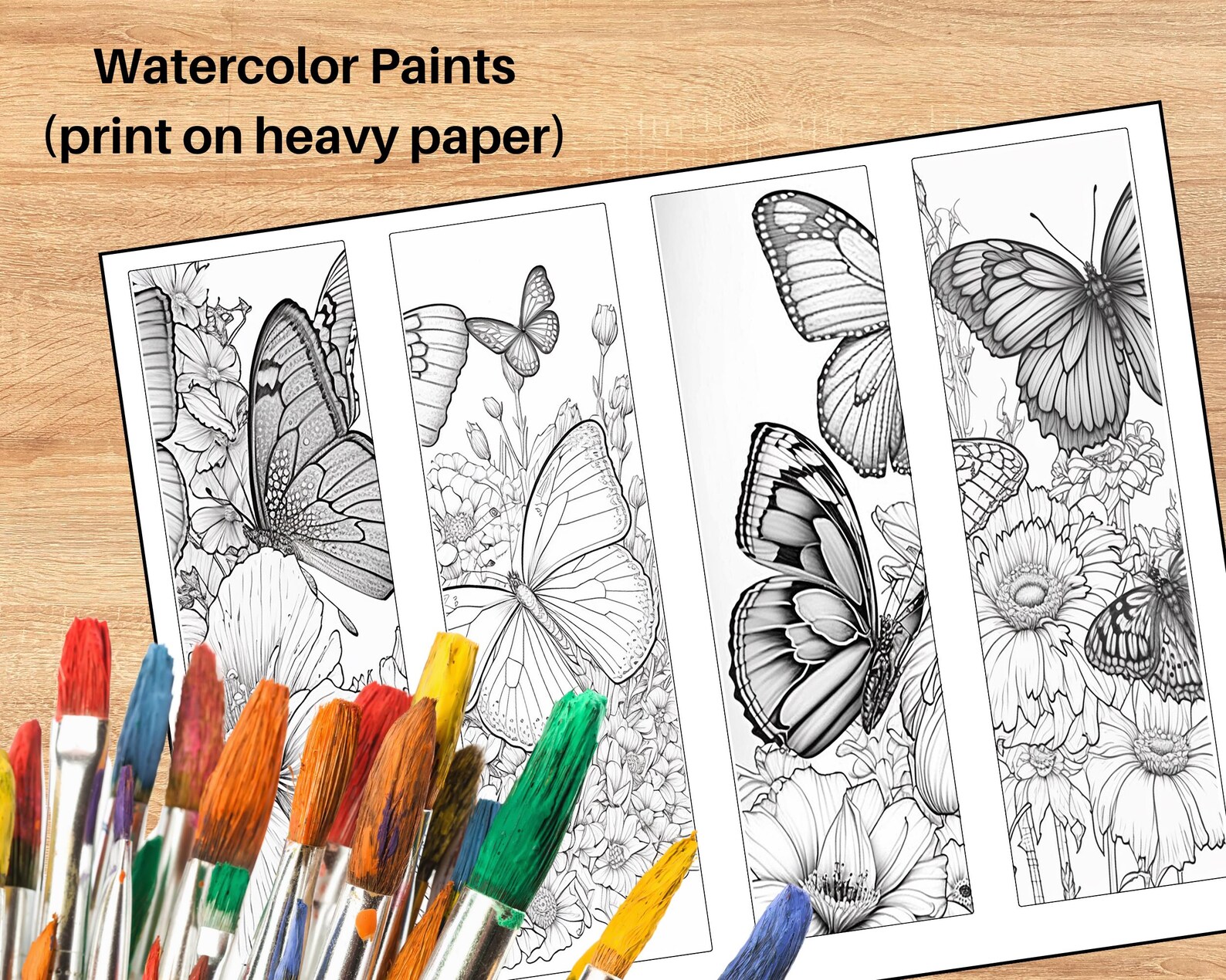 Bookmarks to Color Butterflies and Flowers Coloring Page for Adults ...