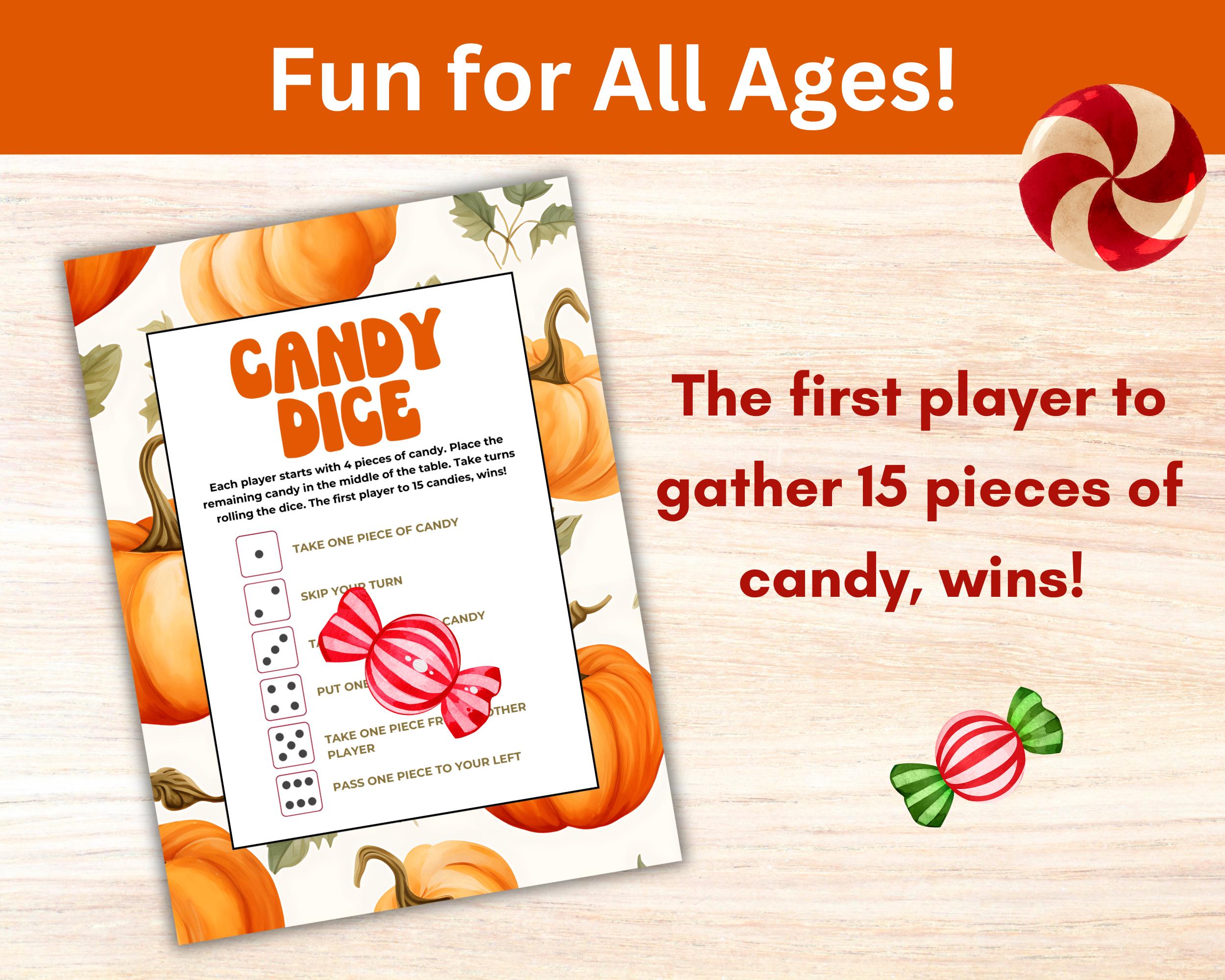 Thanksgiving Candy Dice Game Printable, Friendsgiving Fun Activity ...