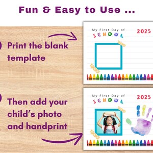 First Day of School Handprint Craft Keepsake, 2025 Back to School Photo ...