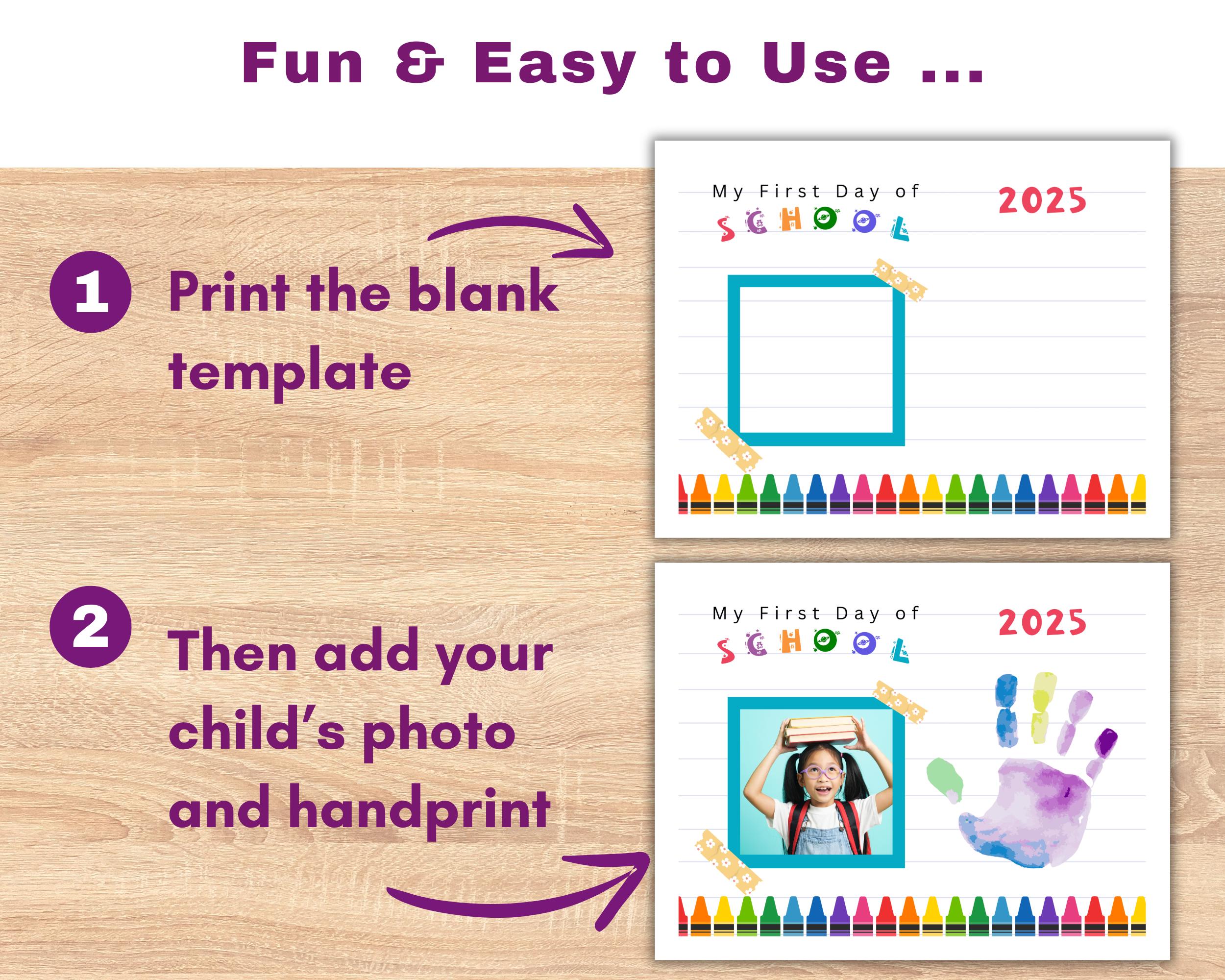 First Day of School Handprint Craft Keepsake, 2025 Back to School Photo ...