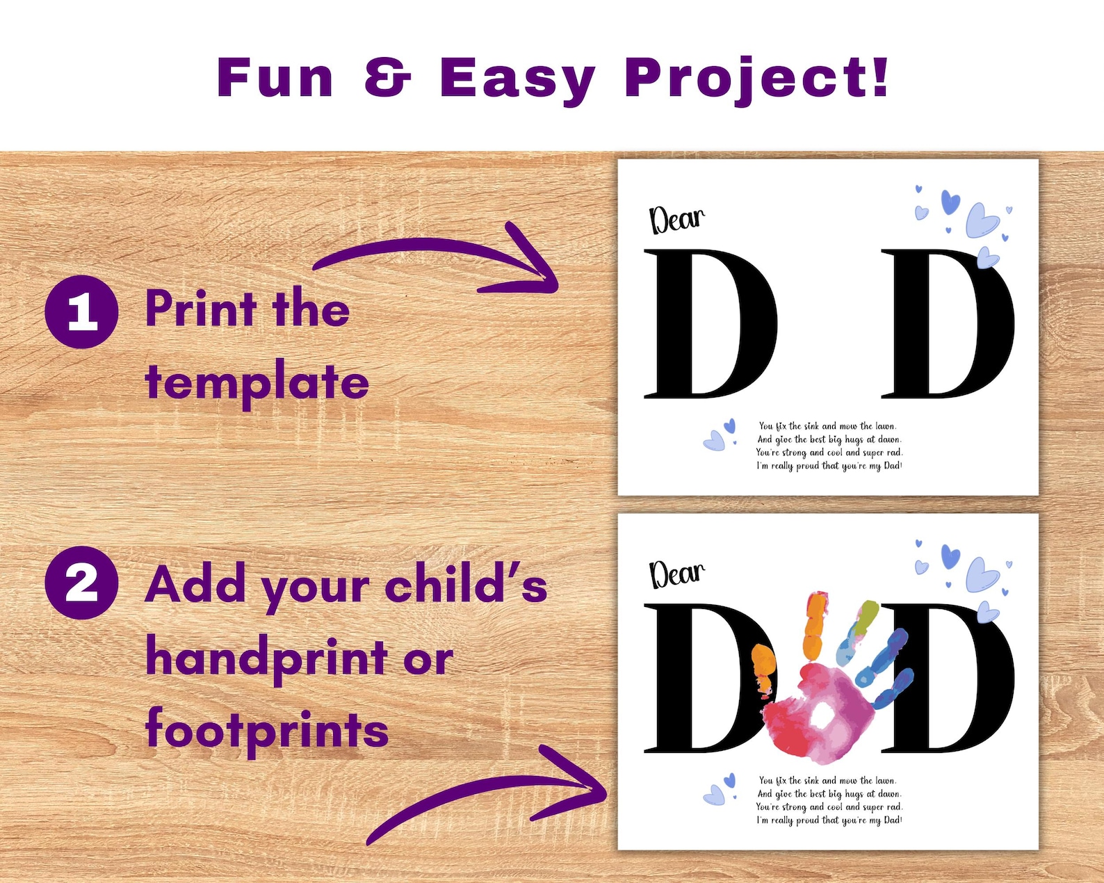 Dad Handprint Craft Keepsake for Fathers Day, Dad's Birthday DIY Gift ...