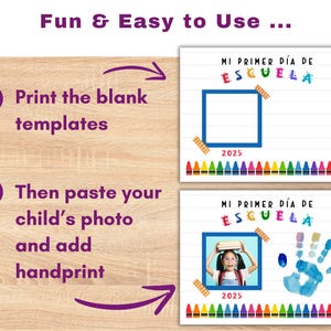First Day of School Handprint Craft Spanish Photo Frame Keepsake, 2025 ...