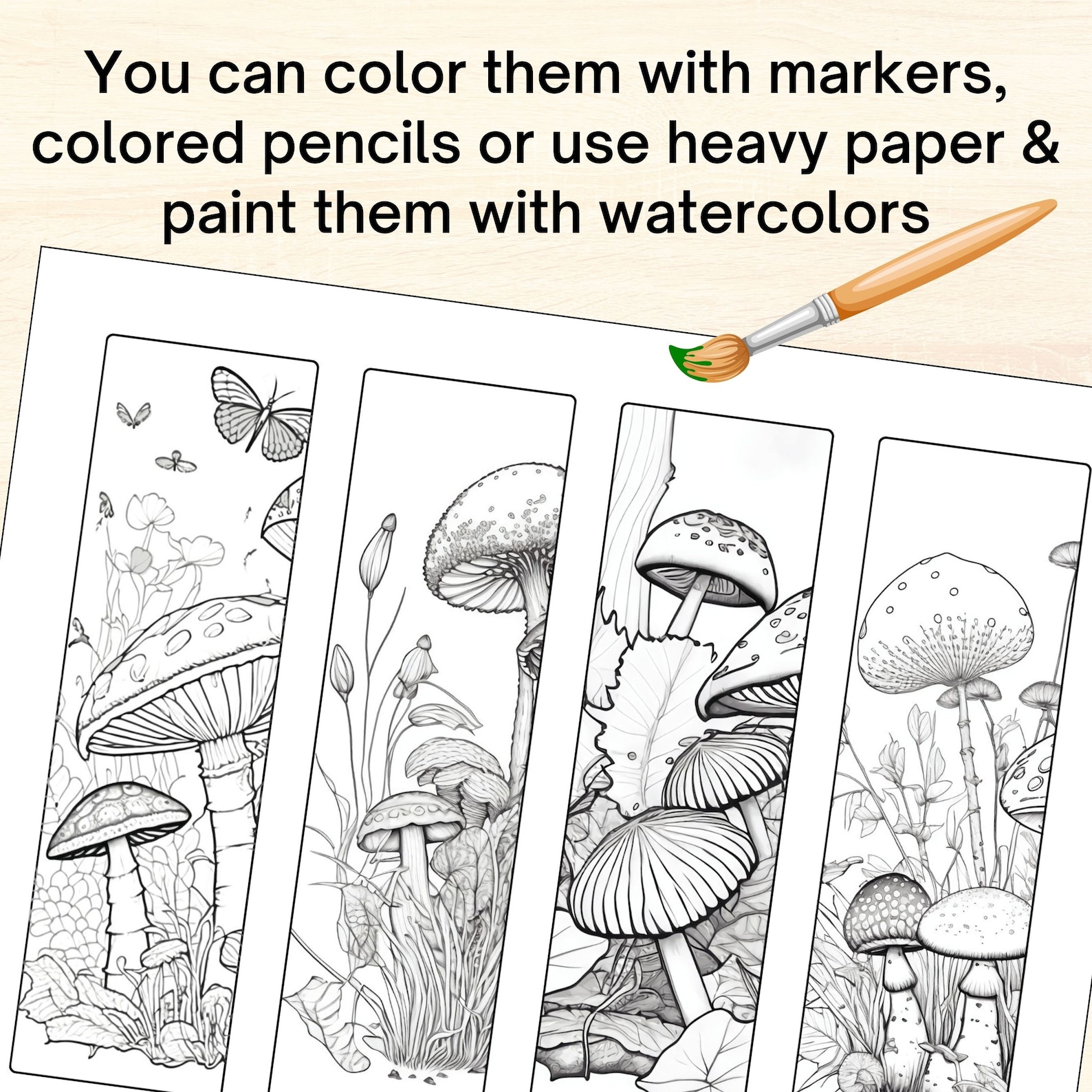 Bookmarks to Color MUSHROOMS Theme | Printable Coloring Pages for ...