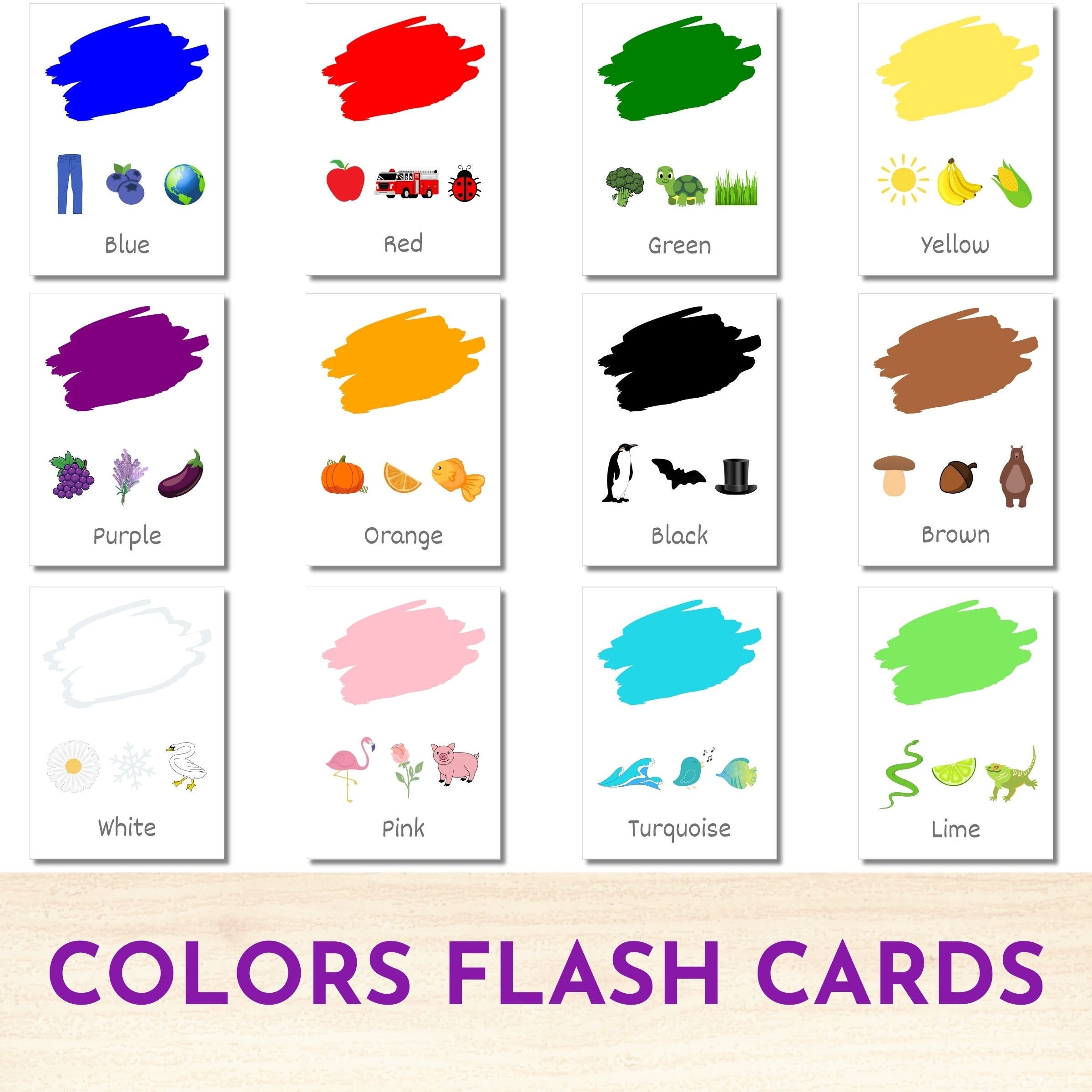 Flashcards for Kids Learn Colors Education, Color Cards Learning Flash ...