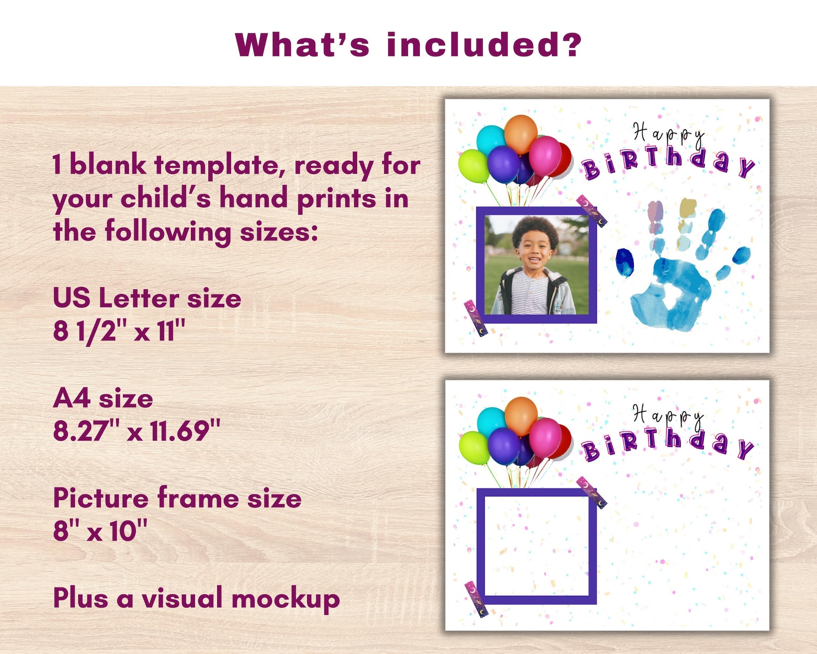 Happy Birthday Handprint Craft Keepsake Photo Memento, Hand Print Art ...