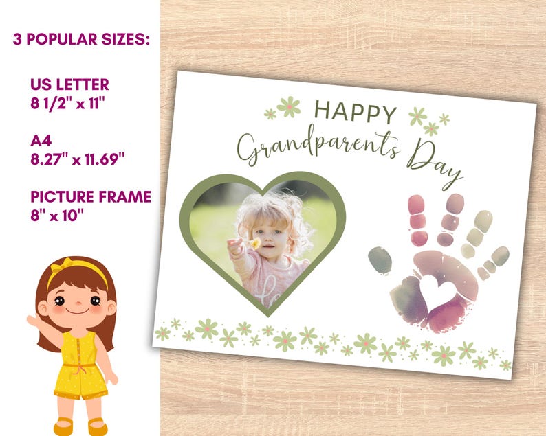 Grandparents Day Handprint Photo Keepsake, Editable Baby Hand Print ...