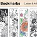 Coloring Bookmarks Printable FLOWERS, 12 Floral Coloring Bookmarks Page ...