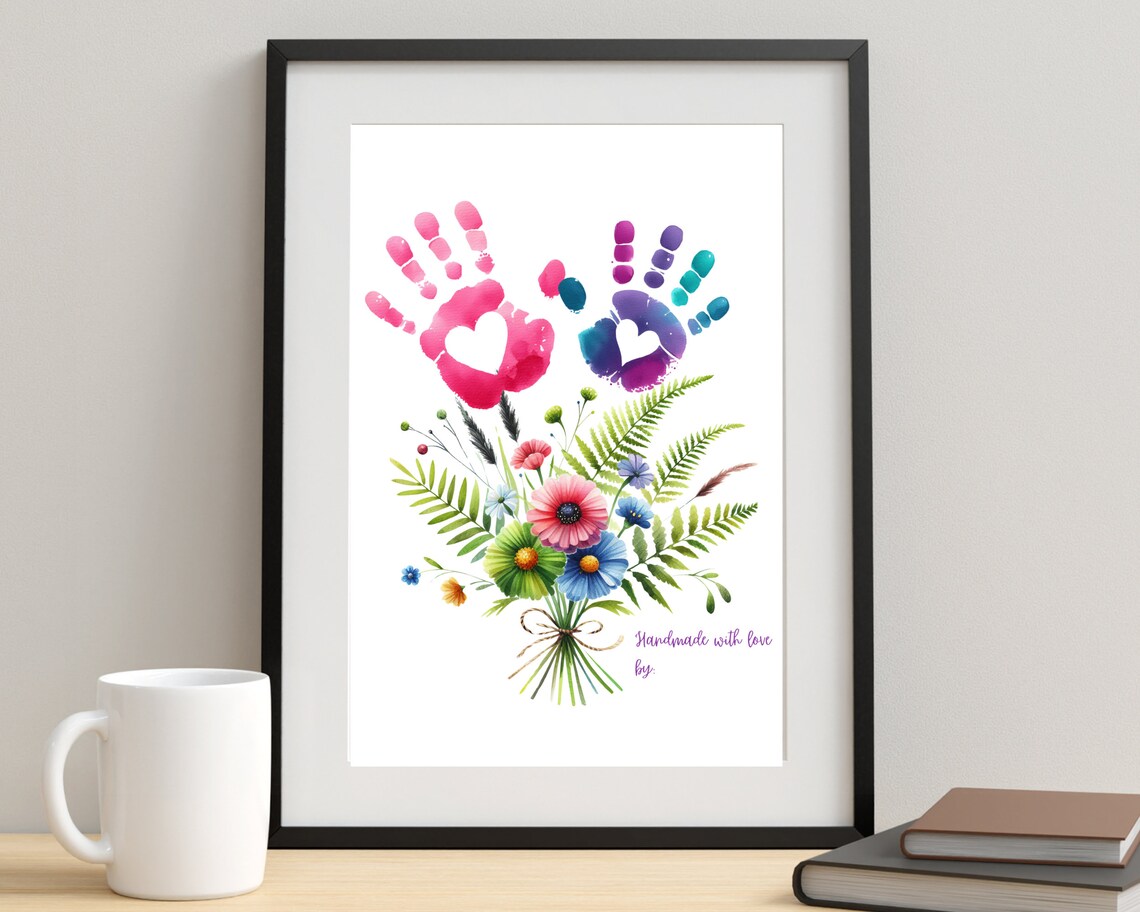 Handprint Art Craft for Kids Keepsake Gift, Flower Bouquet Hand Print ...