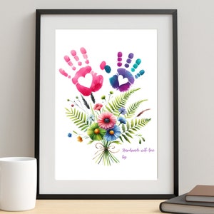 Handprint Art Craft for Kids Keepsake Gift, Flower Bouquet Hand Print ...