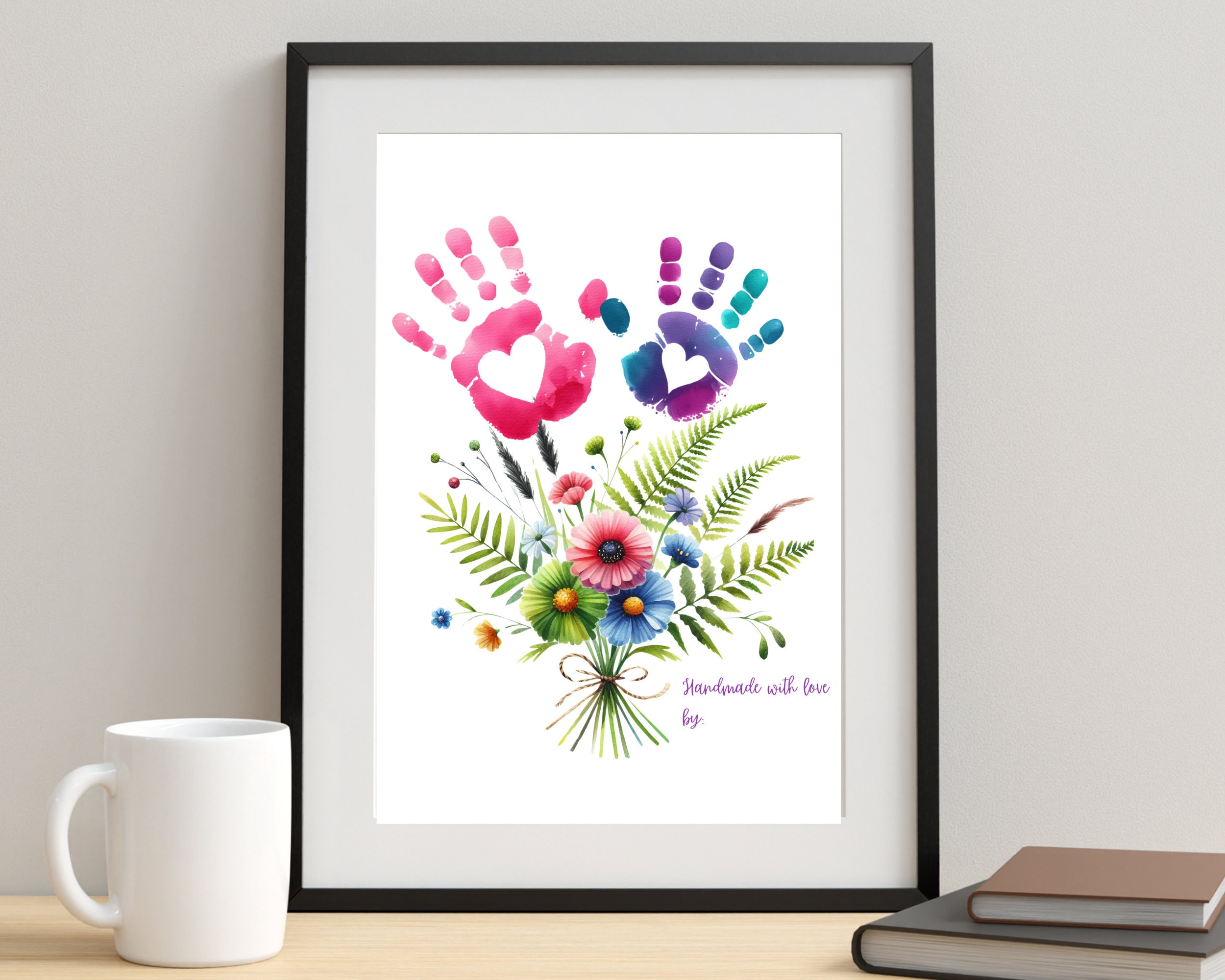 Handprint Art Craft for Kids Keepsake Gift, Flower Bouquet Hand Print ...