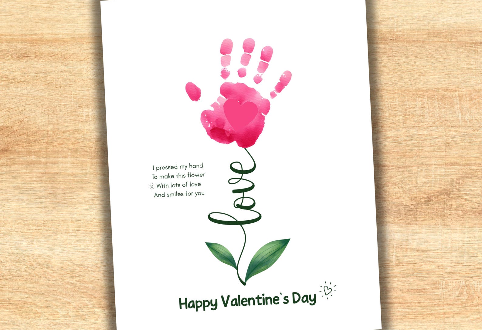 Valentine Handprint Art, Love Poem Flower Valentines Gift for Mom, Kids ...